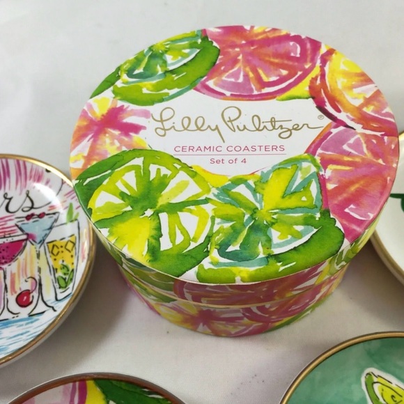 Lilly Pulitzer | Kitchen | Lilly Pulitzer Ceramic Coasters Cheers Set ...